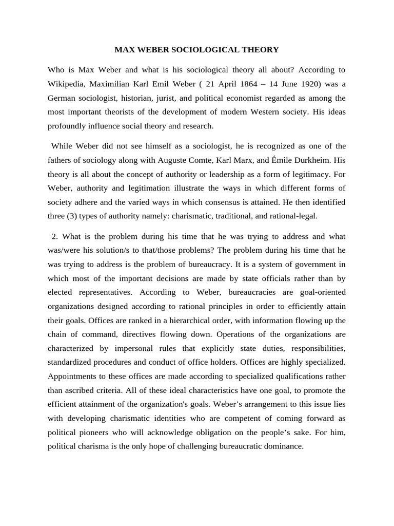 Max Weber's Sociological Theory Explained | PDF | Max Weber | Sociology