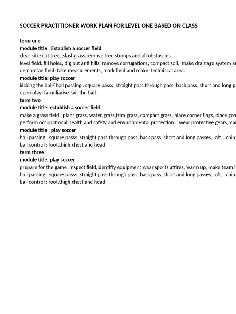 Soccer Practitioner Level One Plan | PDF | Association Football