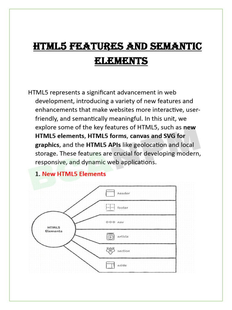 4-HTML5 Features and Semantic Elements | PDF | Html5 | World Wide Web
