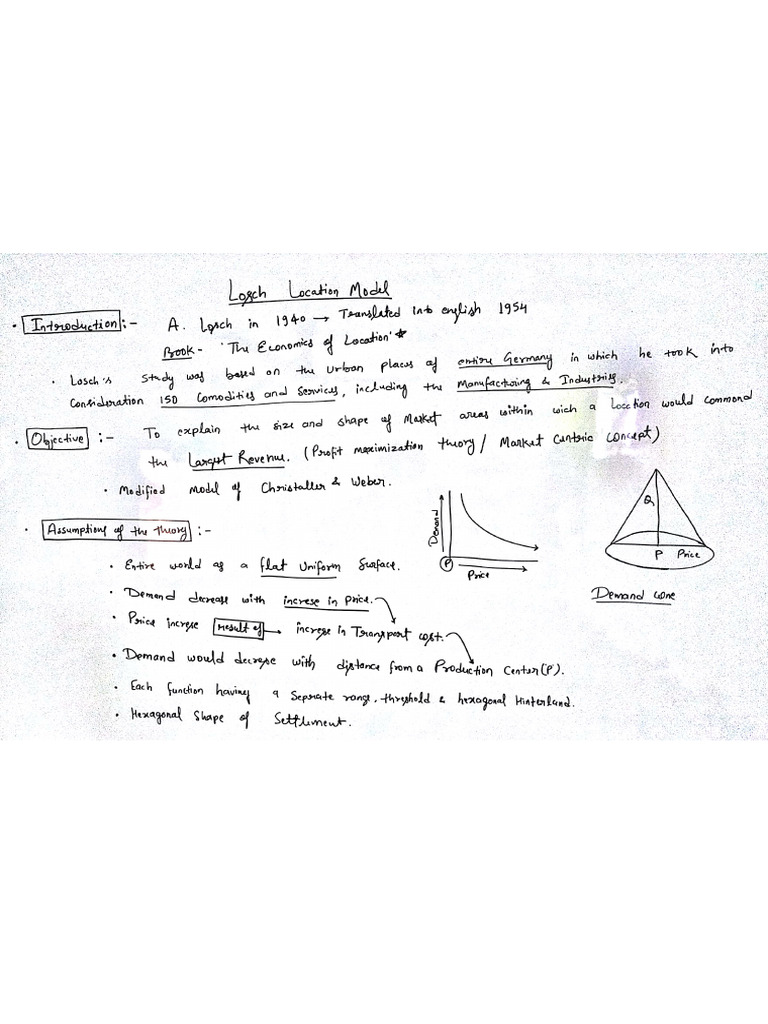 Industrial Location Model by August Losch | PDF