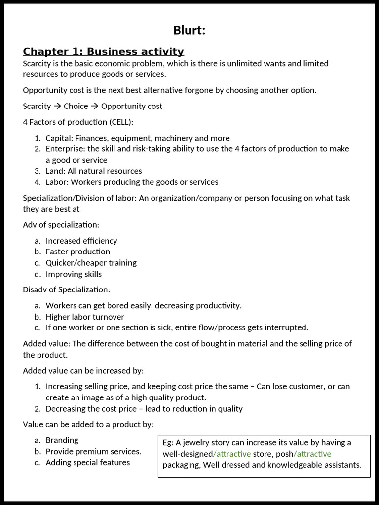Business Basics & Economic Concepts | PDF | Profit (Economics) | Free ...