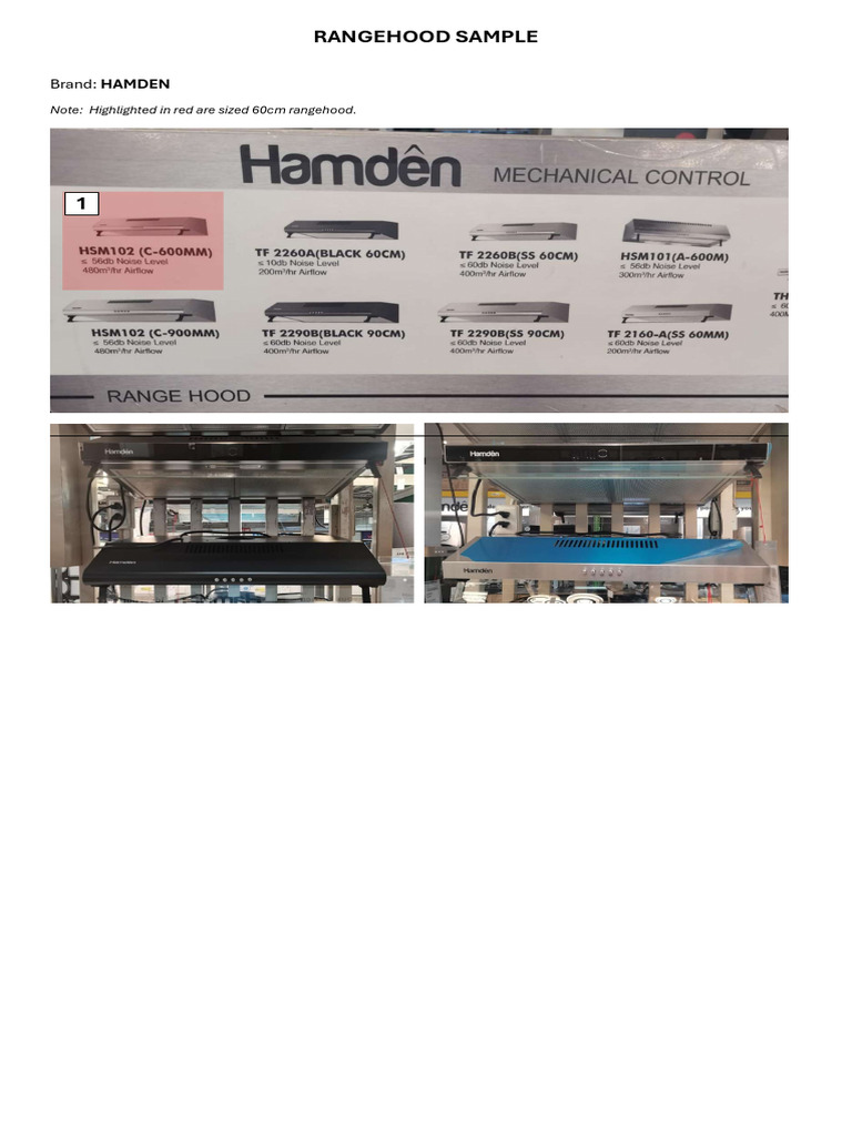Hamden 60cm Rangehood Overview | PDF