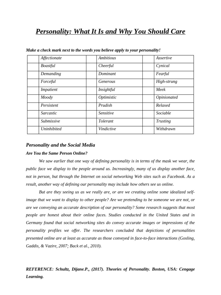 Personality and The Social Media | PDF | Adolescence | Extraversion And ...
