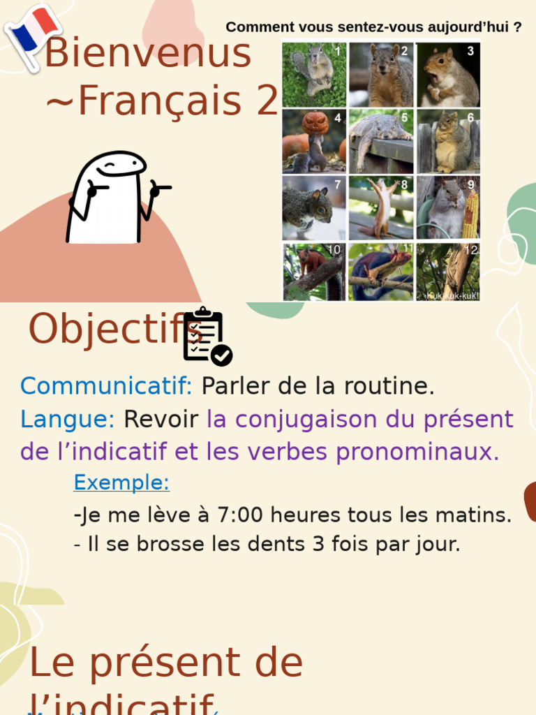 Français 2 Classe 3 Présent de l'Indicatif Et Verbes Pronominaux | PDF