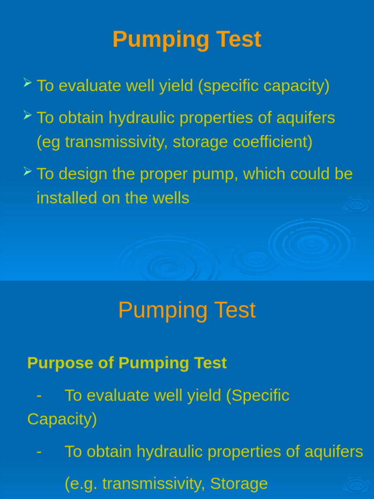 Pumping Test | PDF | Pump | Earth Sciences