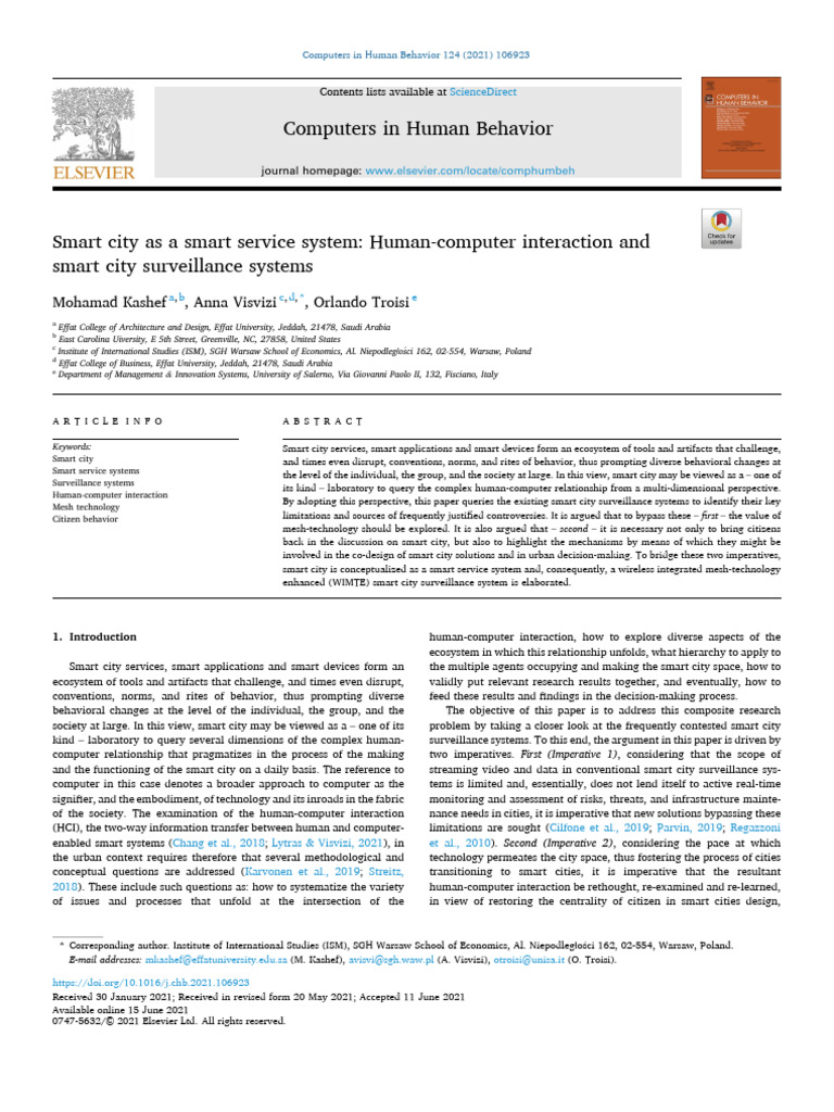 Smart City As A Smart Service System Human-Computer Interaction and ...