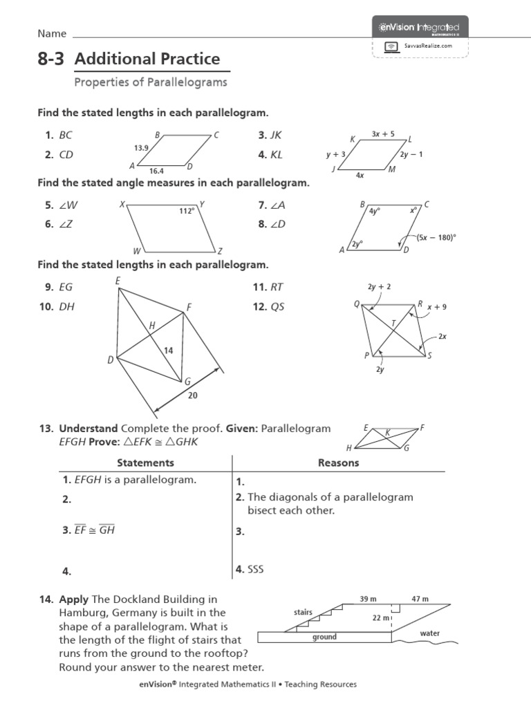 8-3 Parallelogram Practice Problems | PDF | Euclidean Geometry ...
