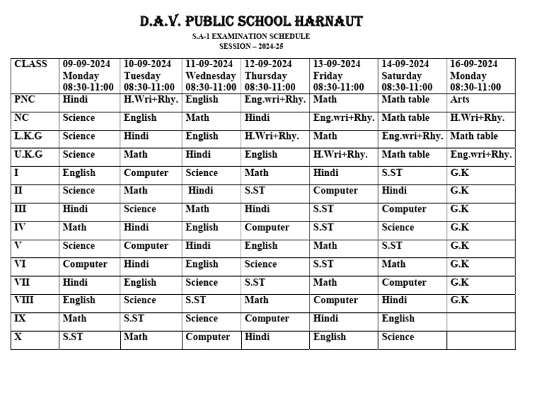 S.a-1 Examination Schedule | PDF