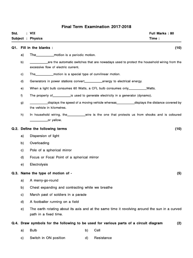 Icse Class 7 Physics 2018 | PDF