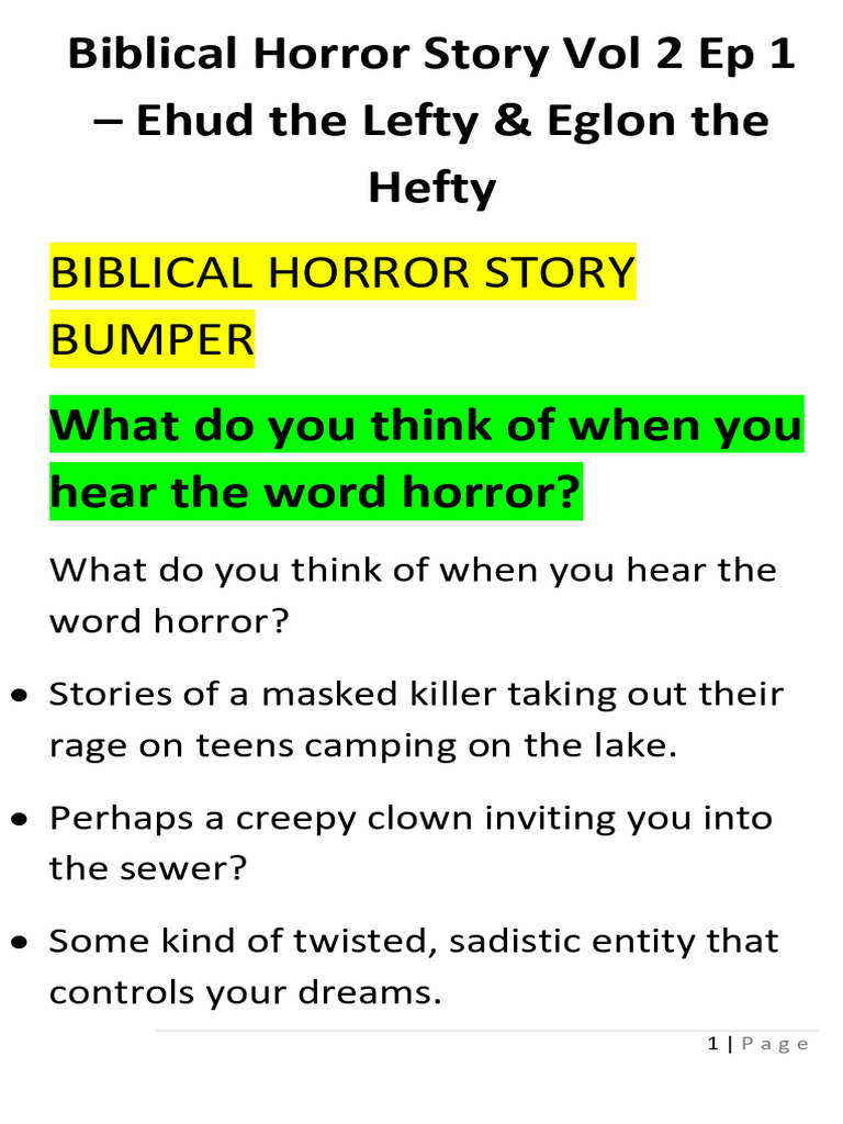 Biblical Horror Story V2 - 1 Ehud Eglon (Big Letter) | PDF | Old ...