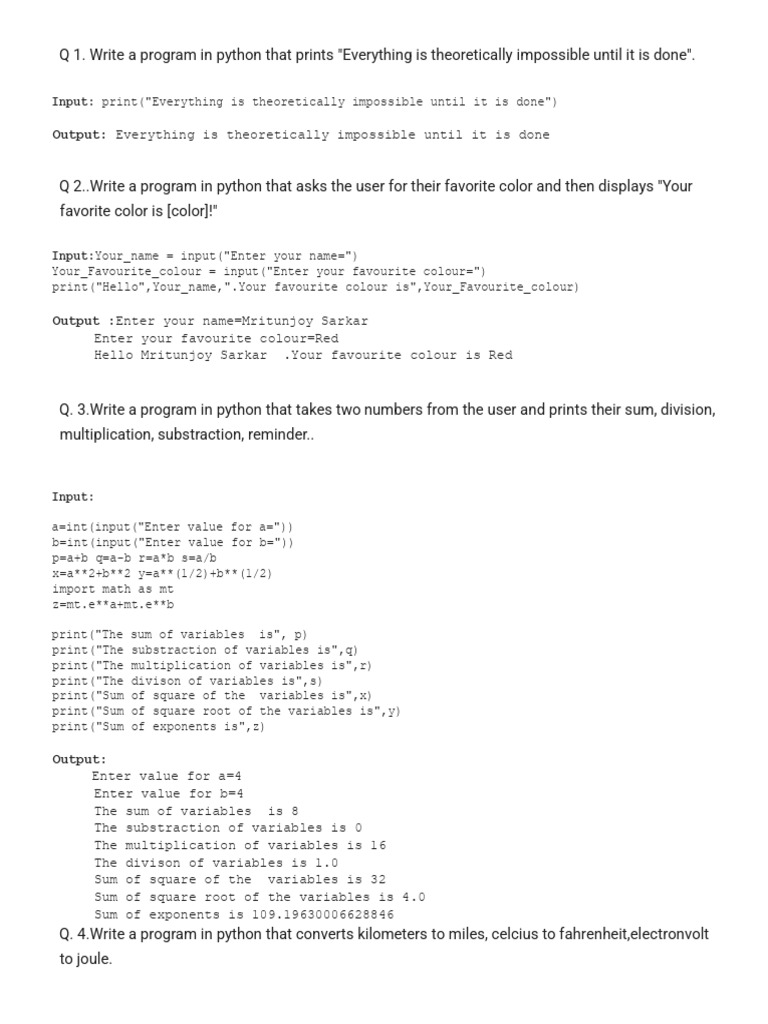 Final Copy of Questions to Answer.ipynb - Colab (1) | PDF | Computer Programming | Elementary ...