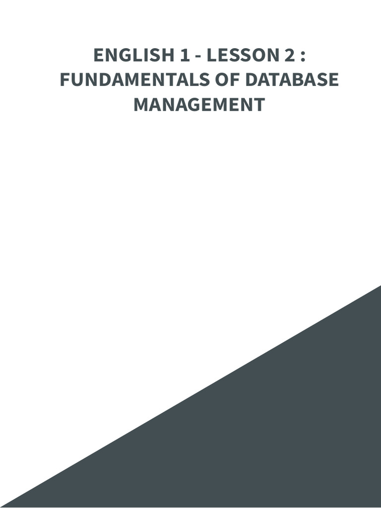 Lesson 2 Fundamentals of Database Management | PDF | Databases ...