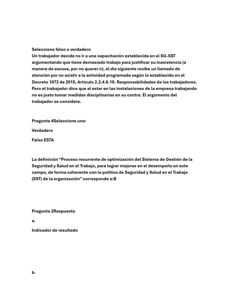 Inasistencia a Capacitación en SG-SST | PDF