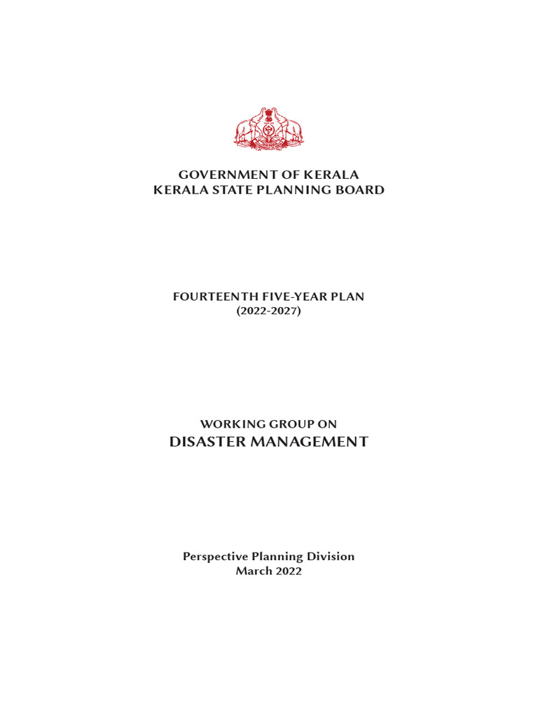 Kerala 14th Five-Year Plan: Disaster Management Report | PDF | Disaster ...