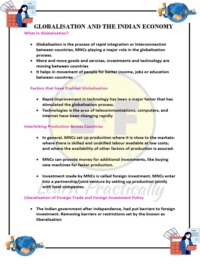Globalisation and The Indian Economy Summary | PDF