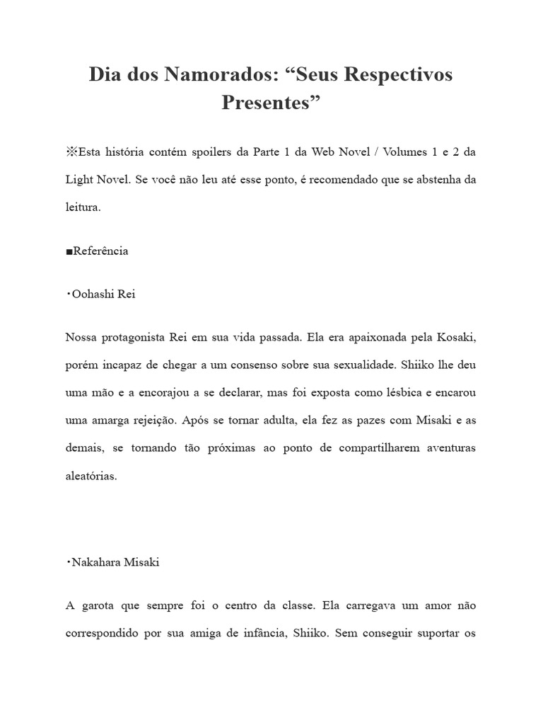 Inori Fanbox - Dia Dos Namorados "Seus Respectivos Presentes" | PDF ...