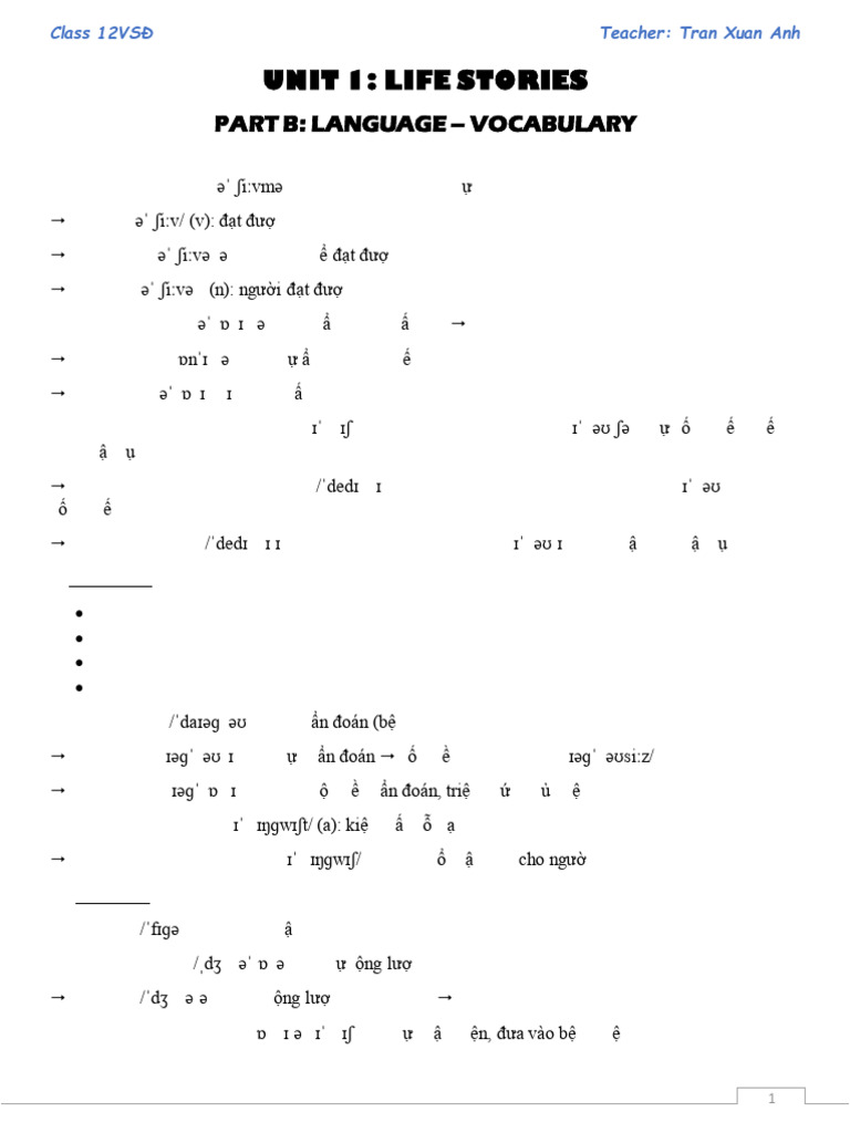 Unit 1 - Vocabulary | PDF
