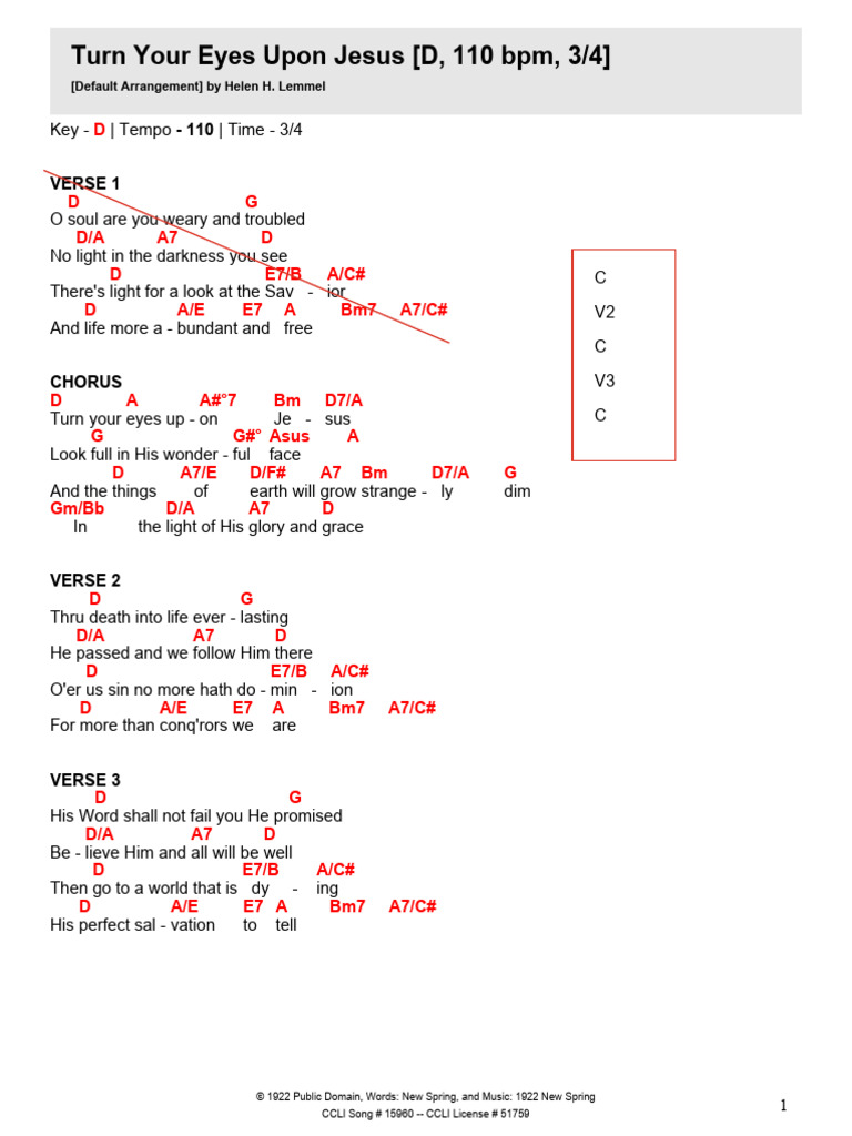 Turn Your Eyes Upon Jesus - Chords & Lyrics | PDF