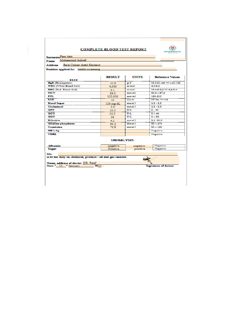 Medical Report Sugar High | PDF
