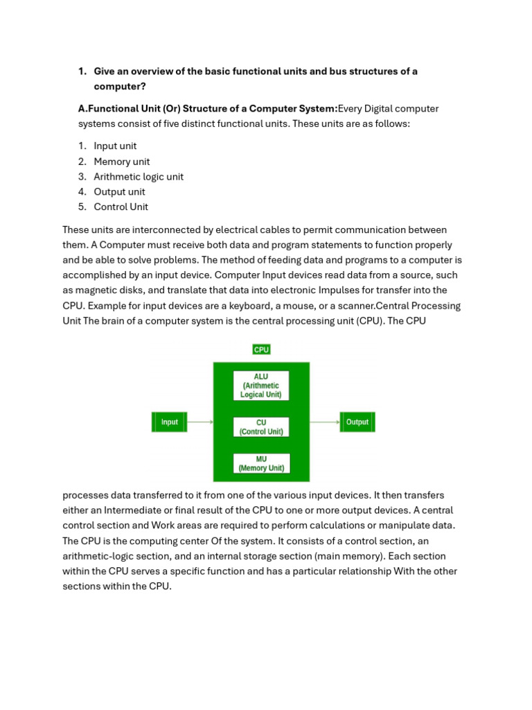 Computer Organization (Unit 1) | PDF | Computer Data Storage | Central ...