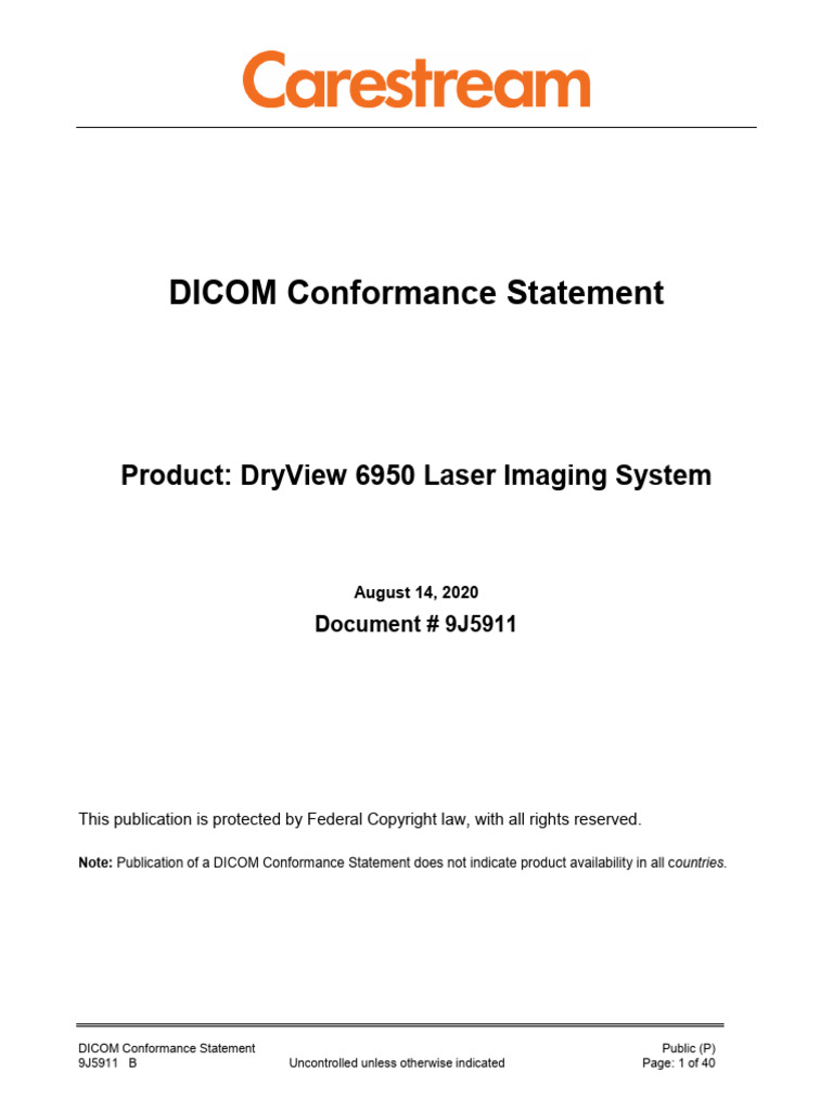 Carestream Dryview 6950 Dicom Conformance Statement | PDF | Computing | Computer Engineering