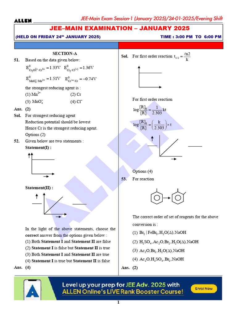 2401-Chemistry Paper+With+Solution Evening | PDF | Nickel | Sets Of ...