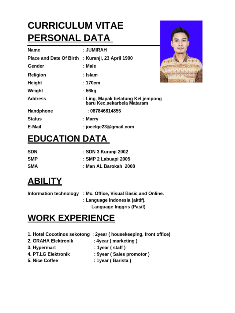 CONTOH CV | PDF