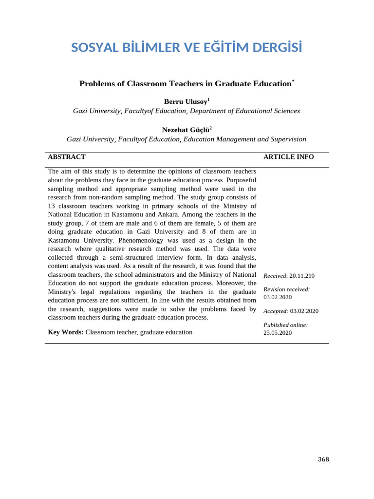S N F Retmenlerinin Lisans ST E Itim S Recinde Kar La T Klar Sorunlar (#649030) - 1118812 | PDF