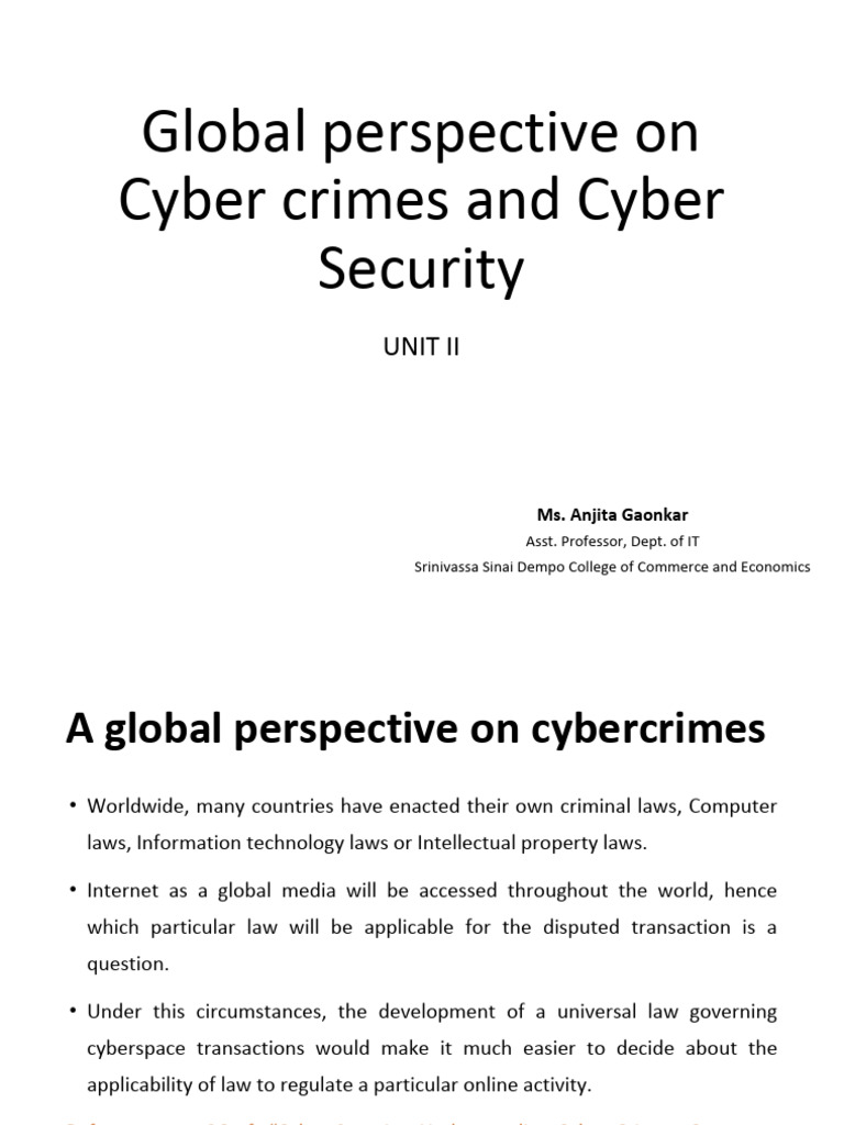 CC Unit 2-Global Perspective On Cyber Crimes and Cyber Security | PDF | Malware | Computer ...