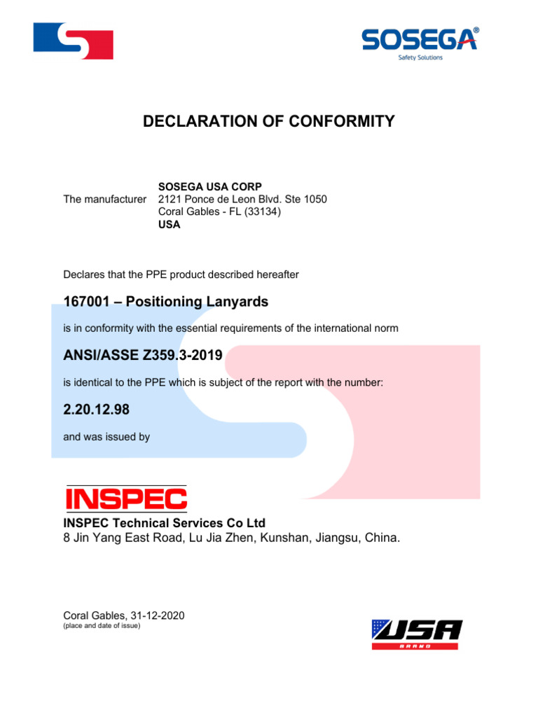 Declaration of Conformity Eslingas | PDF
