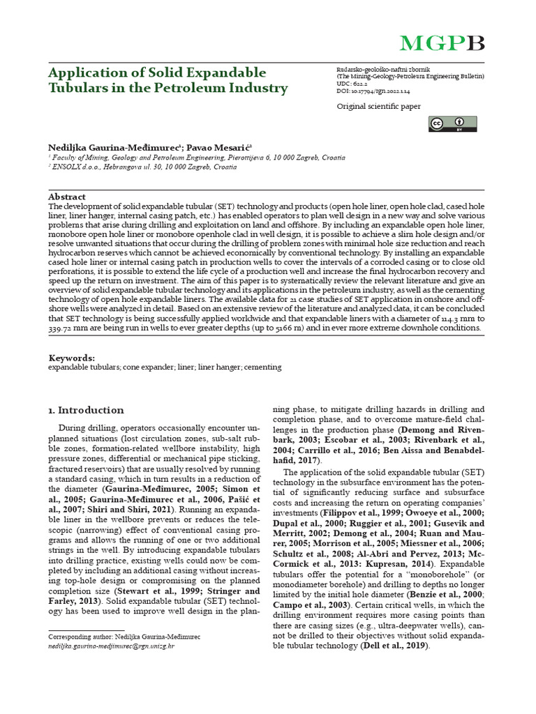 Application of Solid Expandable Tubulars | PDF | Casing (Borehole ...