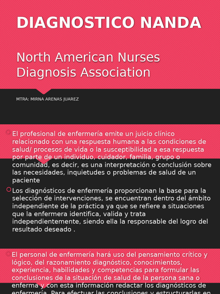 Diagnostico Nanda | PDF | Diagnostico medico | Enfermería