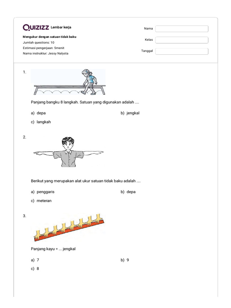 Pengukuran Panjang dengan Satuan Tidak Baku | PDF