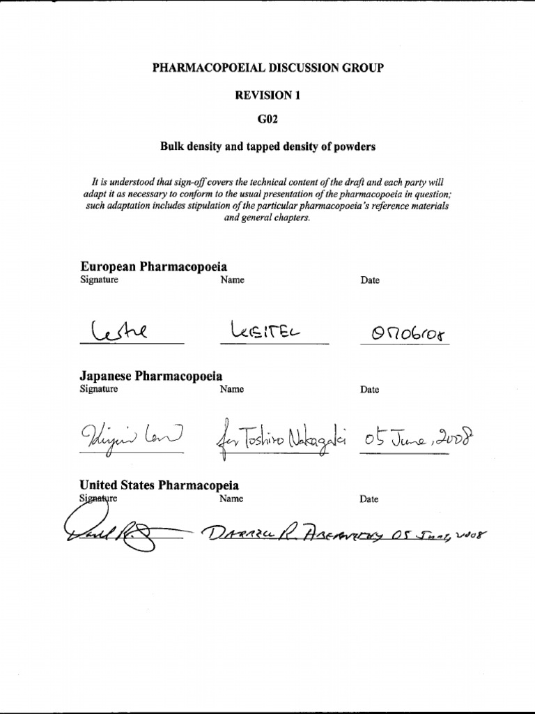 2008-06-05 Bulk Density and Tapped Density or Powders Sign Off | PDF