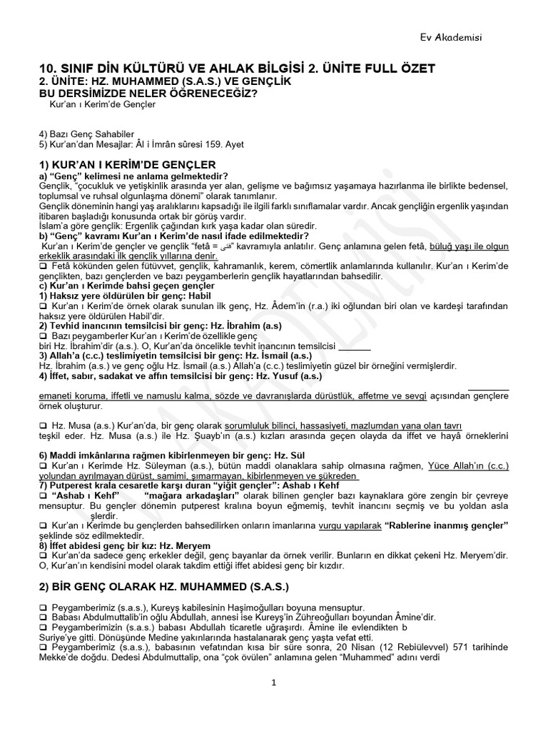 10. SINIF 2. Ã NÄ°TE FULL Ã ZET | PDF