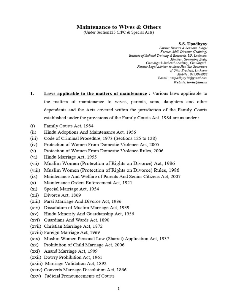 FAMILY COURT Sec 125 CRPC | PDF | Marriage | Cohabitation