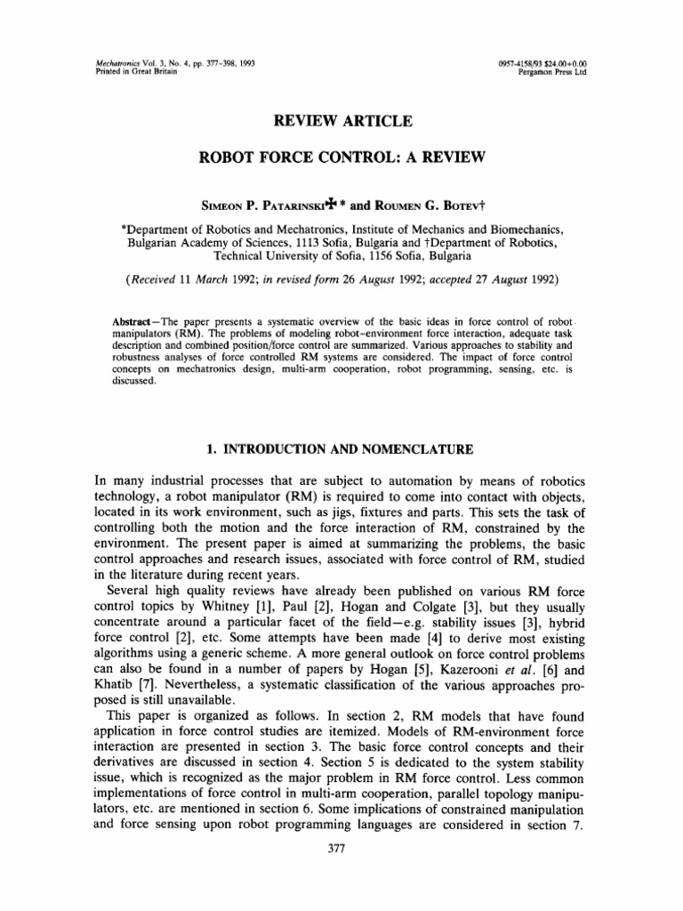 Robot Force Control Overview | PDF | Force | Matrix (Mathematics)