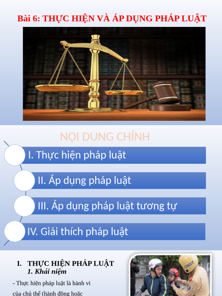 Bài 6. Thực hiện pháp luật và áp dụng pháp luật | PDF