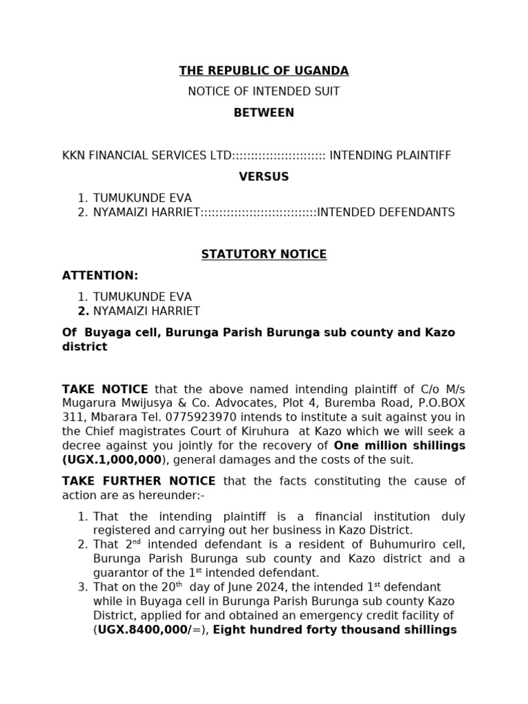 Statutory notice | PDF | Private Law | Justice