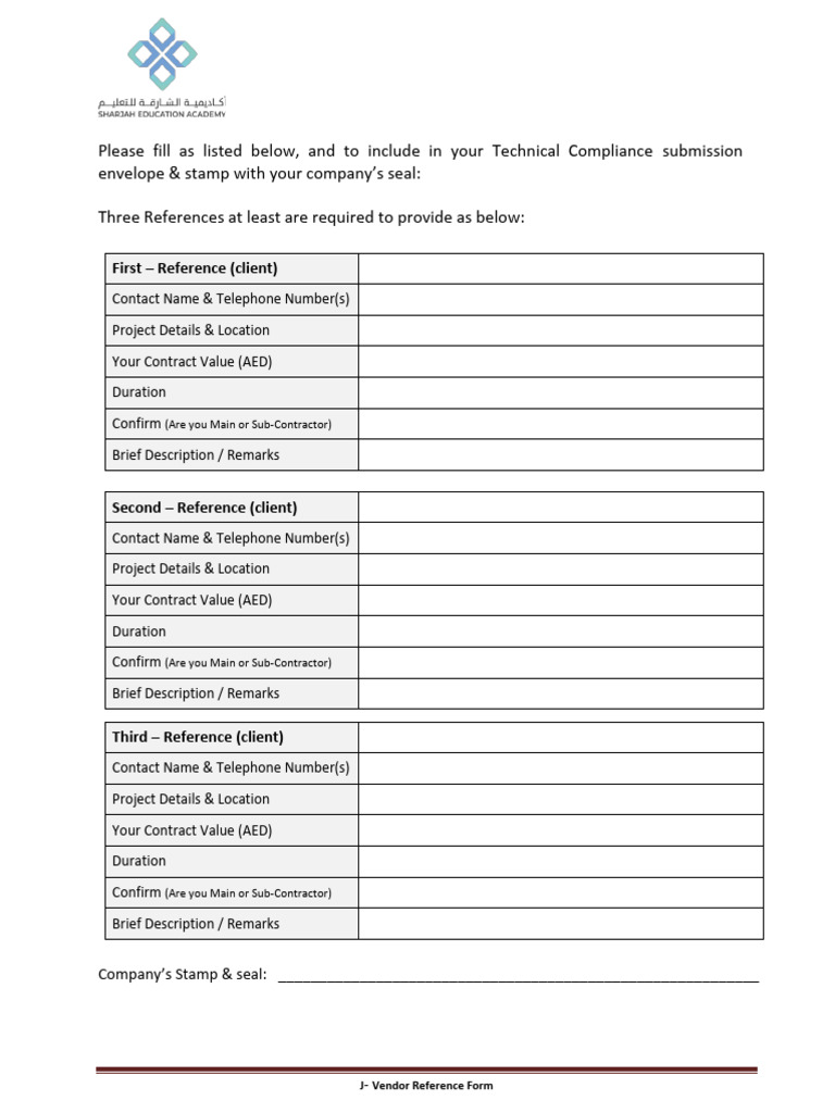 G- Vendor Reference Form | PDF