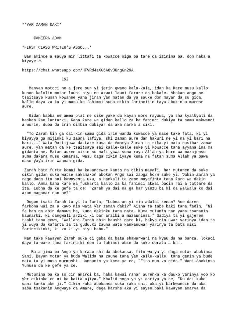 YAR ZAMAN ƊAKI Complete-1 | PDF