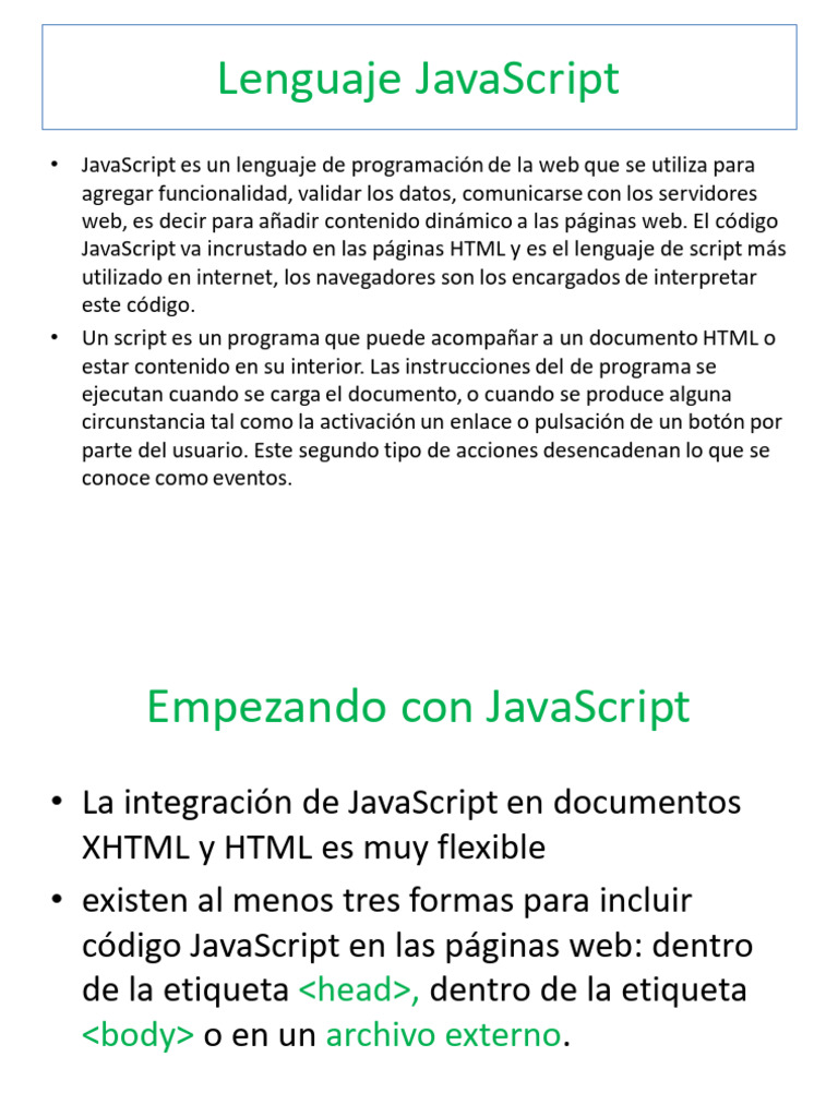 Lenguaje JavaScript - Variables, Operadores, Expresiones | PDF | Script Java | HTML