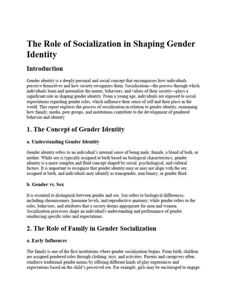 The Role of Socialization in Shaping Gender Identity | PDF | Gender ...