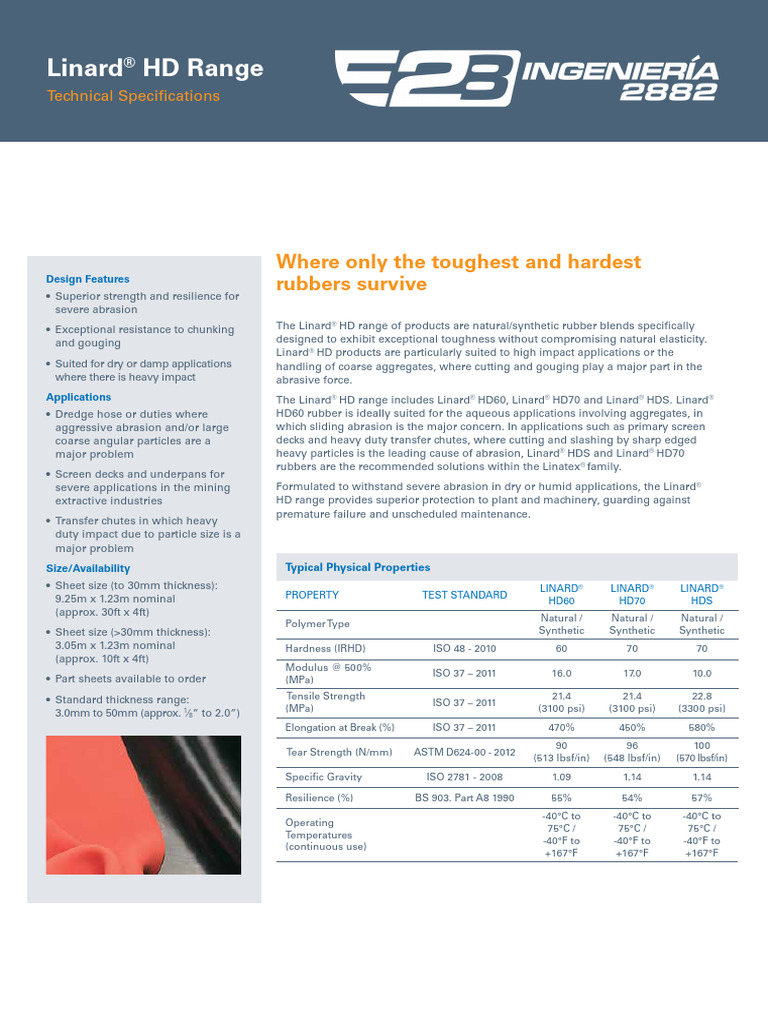 Informacion Tecnica Goma Linard HD70 | PDF | Natural Rubber | Building ...