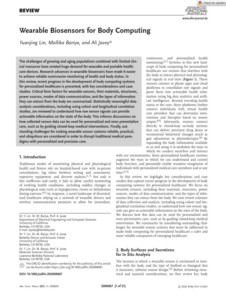 [3] Wearable Biosensors for Body Computing | PDF | Wearable Technology ...