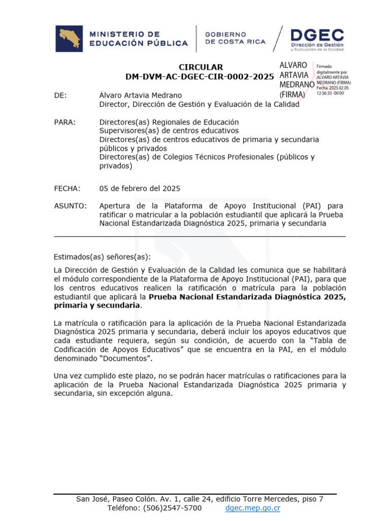 Circular DM DVM Ac Dgec Cir 0002 2025 Apertura Plataforma de Apoyo ...
