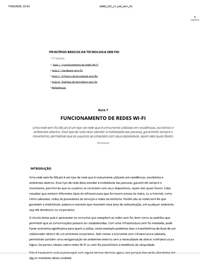 CW1 - PRINCÍPIOS BÁSICOS DA TECNOLOLGIA SEM FIO | PDF