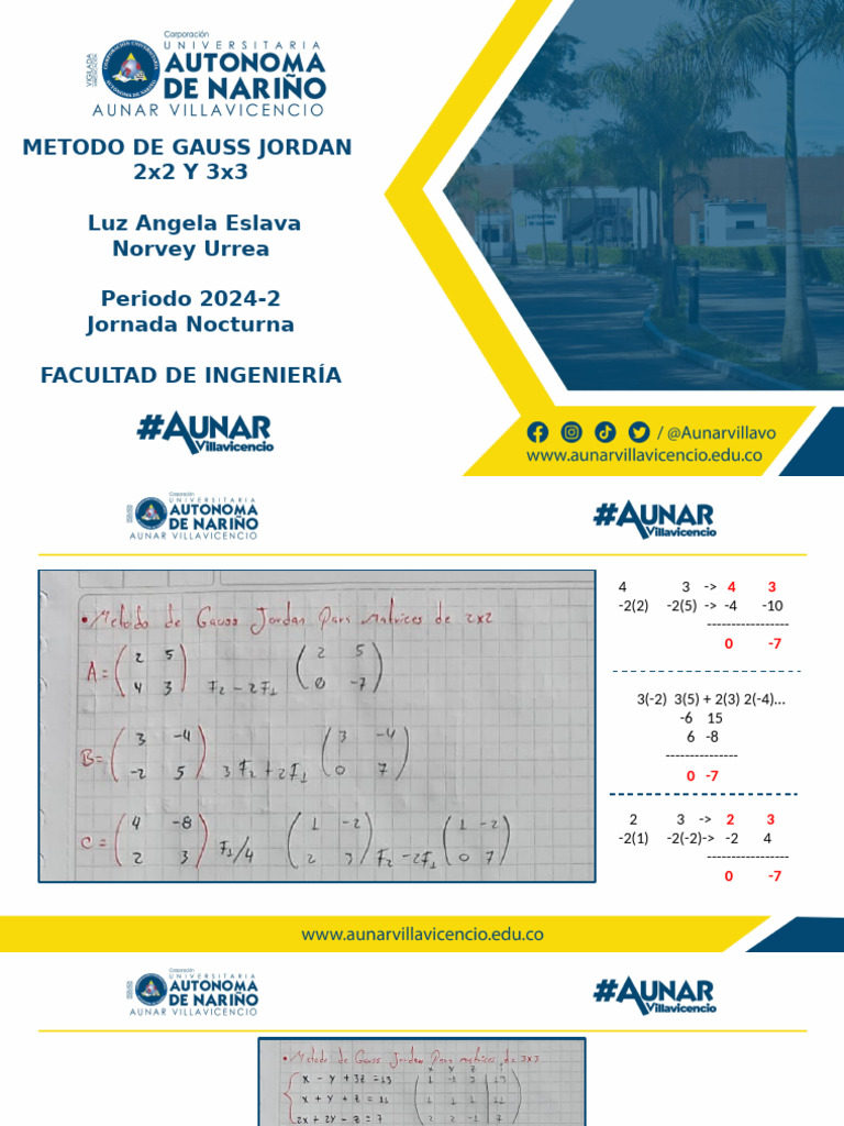 Método Gauss-Jordan 2x2 y 3x3 | PDF