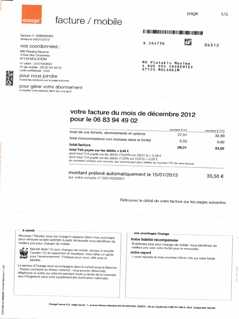 Facture Orange | PDF