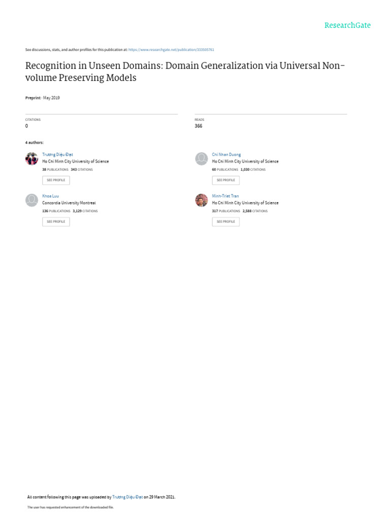 Recognition in Unseen Domains Domain Generalizatio | PDF | Normal Distribution | Applied Mathematics